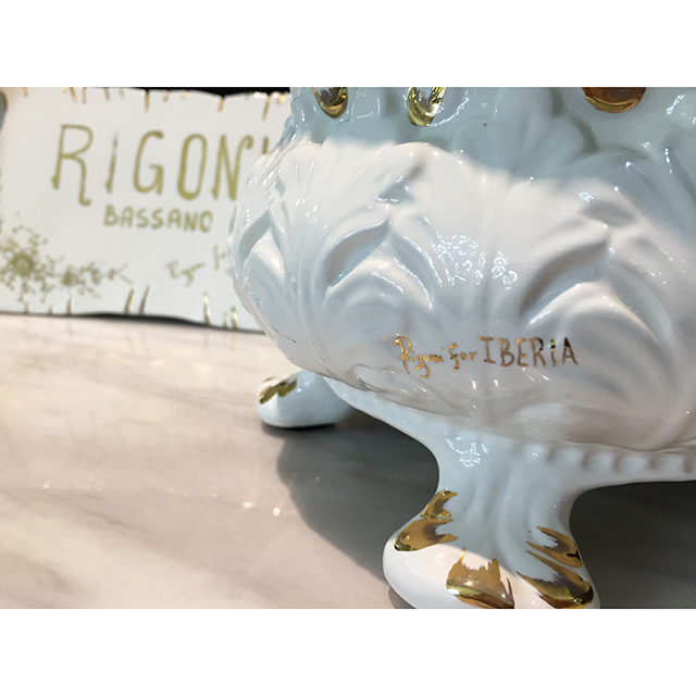 Planter /Flower Vase/ フラワーベース｜陶器花瓶 ｜ホワイト×ゴールド｜Angela Rigon / イタリア｜OBJ138RGN