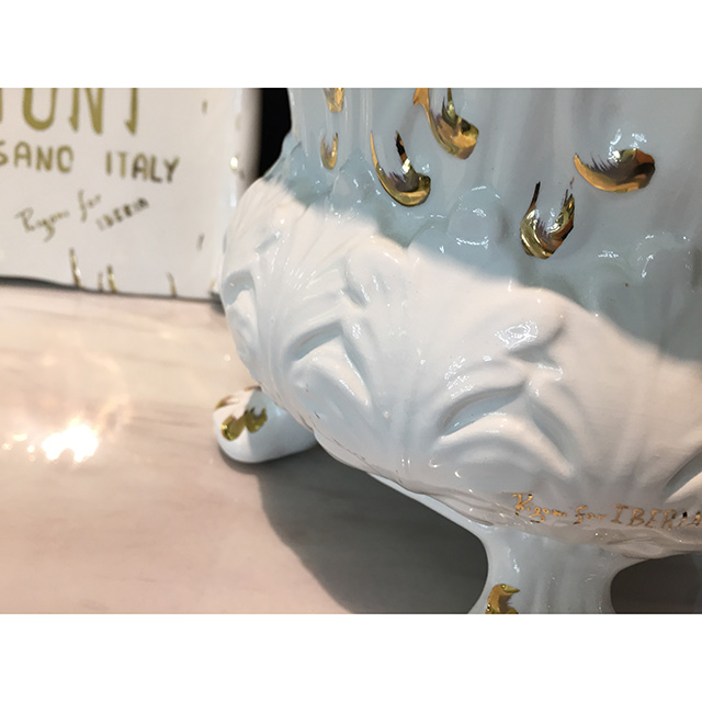 Planter /Flower Vase/ フラワーベース｜陶器花瓶 ｜ホワイト×ゴールド｜Angela Rigon / イタリア｜OBJ138RGN